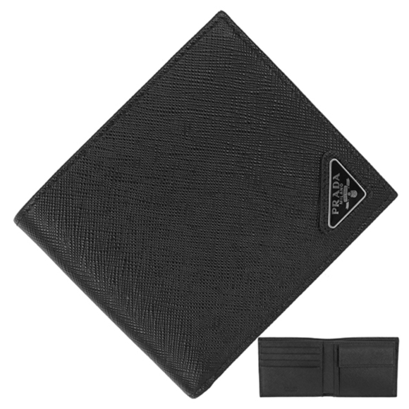 Prada | Bags | Prada Bifold Wallet With Coin Pocket Saffiano Triangle ...